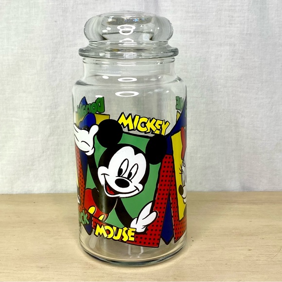 Disney | Kitchen | Disney Mickey Mouse Glass Jar Vintage Anchor Treat ...